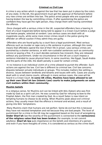 AQA 9-1 RS Crime and Punishment- Introduction lesson | Teaching Resources