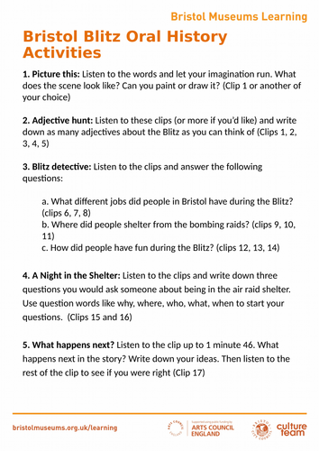 Bristol Blitz Oral History Resource | Teaching Resources