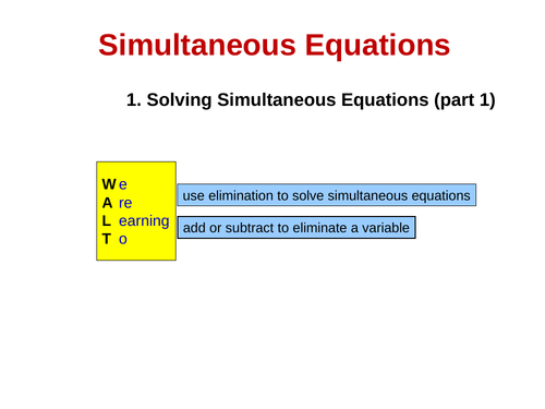 Simultaneous Equations | Teaching Resources