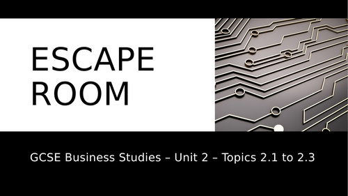 GCSE Business Studies Escape Room - Links to Theme 2 Edexcel ...