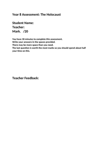 Key Stage Three: The Holocaust | Teaching Resources
