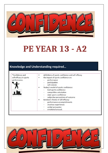 OCR A Level PE - Sport Psychology ILT9 - Sports Confidence and Self ...