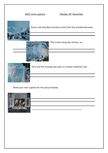 Year 2 Writing Captions - Linked to Winters Child Story | Teaching ...