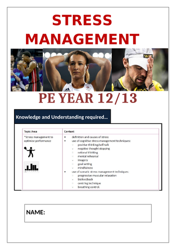OCR A Level PE - Sport Psychology ILT11 - Stress Management. | Teaching ...