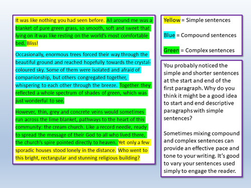 Eduqas Creative Prose Writing Sentences | Teaching Resources