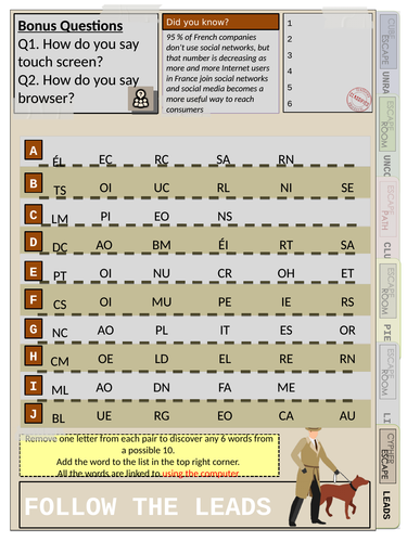French Escape Room - Technology | Teaching Resources