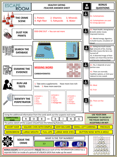 PSHE Escape room - Healthy Eating | Teaching Resources