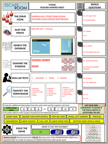 Titanic History Escape Room | Teaching Resources