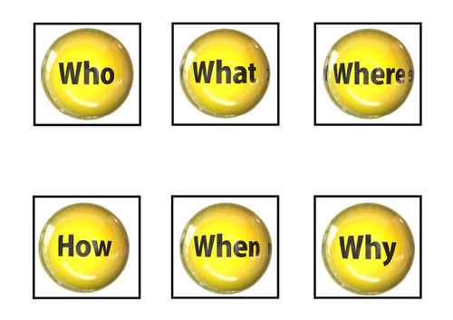 Who? Where? When? What ?Why? How? Visual Aids | Teaching Resources