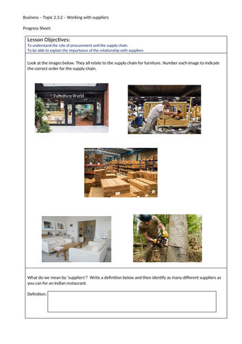 Business 2.3.2 - Working with Suppliers | Teaching Resources