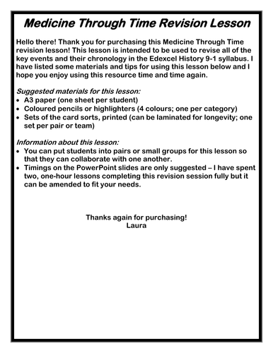 Medicine Through Time Complete Revision Lesson | Teaching Resources