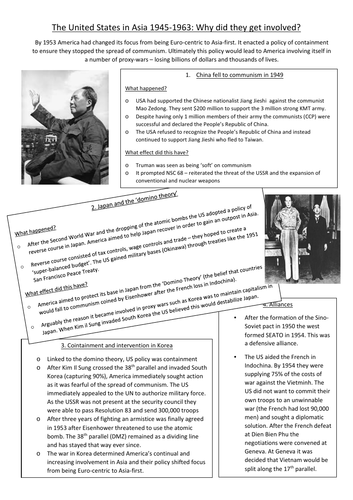 Cold War revision sheets | Teaching Resources