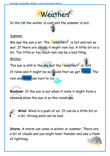 KS1 Weather: Phase 2-6 texts | Teaching Resources