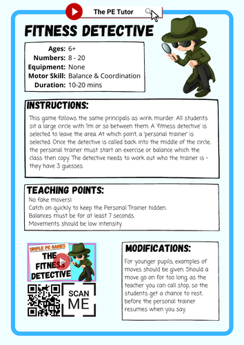 Fitness Detective: Primary PE Game | Teaching Resources