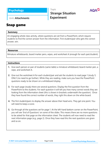 Attachments: Learning Class Activity - snap game | Teaching Resources