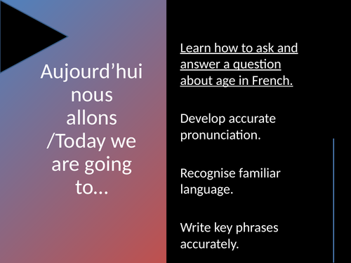 French age how old are you? | Teaching Resources