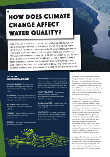 Environmental engineering: How does climate change affect water quality ...
