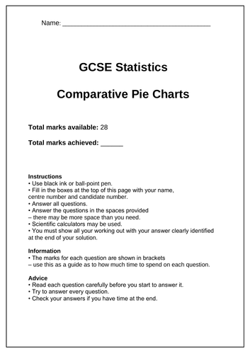 Comparative Pie Charts Exam Questions (GCSE Statistics) | Teaching ...