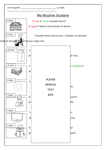 FRENCH VERBS - MA ROUTINE SCOLAIRE - My School day routine | Teaching ...