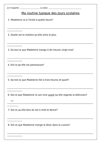 FRENCH VERBS - MA ROUTINE SCOLAIRE - My School day routine | Teaching ...