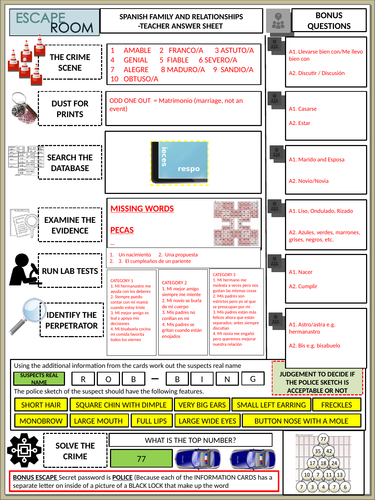 Spanish Escape Room | Teaching Resources