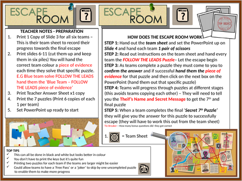 English vocabulary Escape Room | Teaching Resources