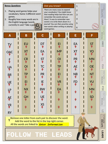 English vocabulary Escape Room | Teaching Resources