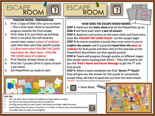 English vocabulary Escape Room | Teaching Resources