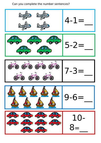 Subtraction Transportation worksheets | Teaching Resources