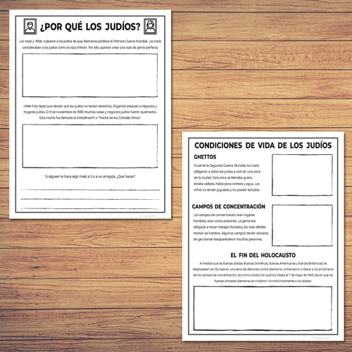 El Holocausto Actividad de Reflexión Lectura Dibujo y Escritura para ...