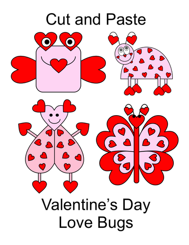 Cut and Paste Valentine's Day Crafts - The Love Bugs | Teaching Resources