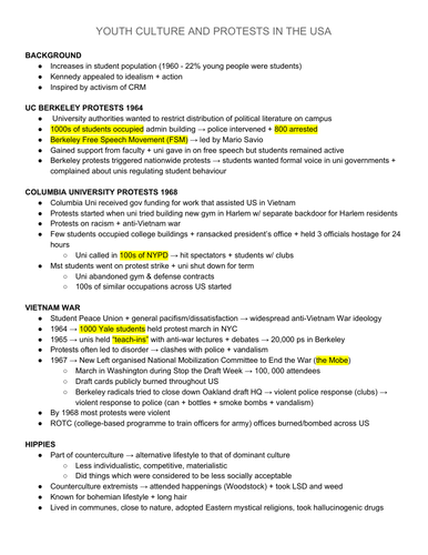 IB History Paper 3 Notes: Counterculture | Teaching Resources