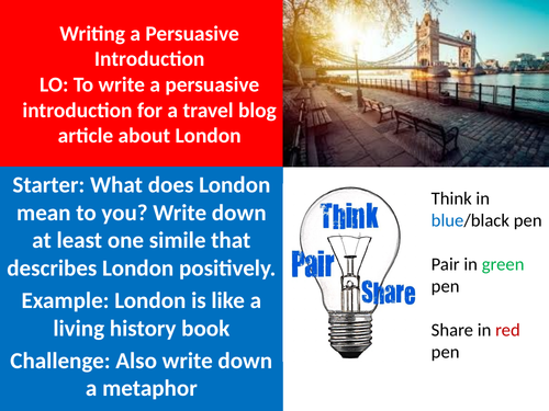 London Travel Blog Persuasive Writing | Teaching Resources