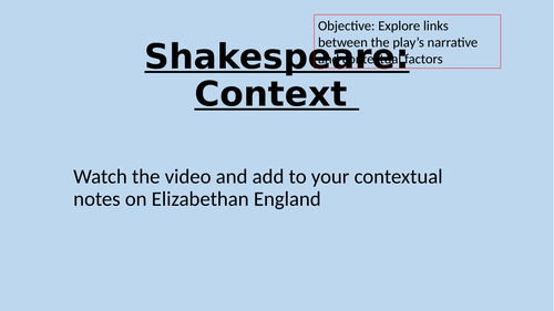 Shakespeare Text AQA GCSE AO3 Context Study | Teaching Resources
