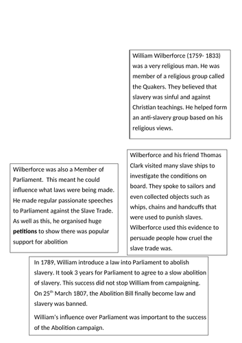 Abolition of slavery home learning worksheet | Teaching Resources