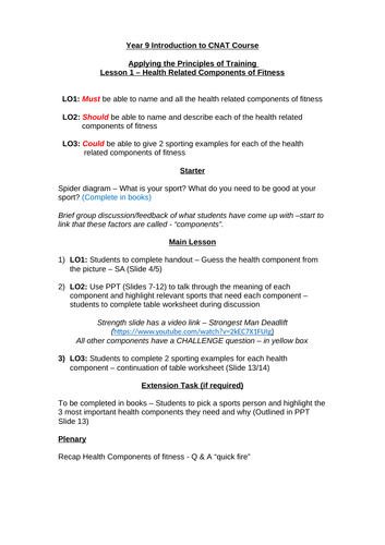 Components of Fitness - Health Related | Teaching Resources