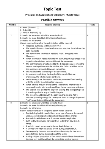Topic Test: Muscle Tissue | Teaching Resources
