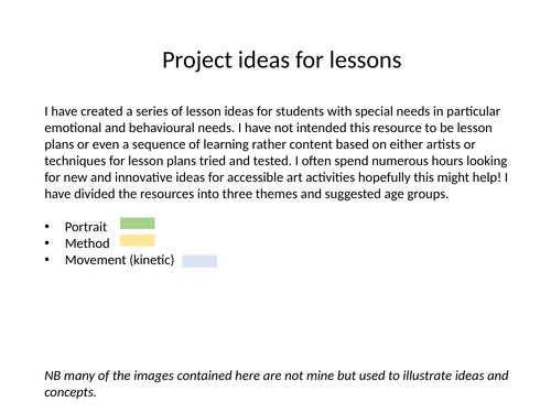SEN art ideas for secondary school level | Teaching Resources