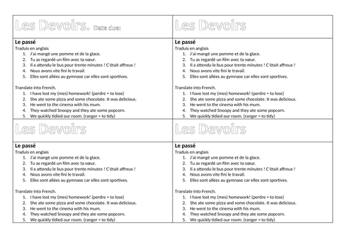 French past tense with etre and avoir | Teaching Resources