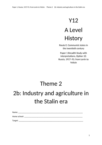 Edexcel Paper 1, Russia, 1917-91. | Teaching Resources