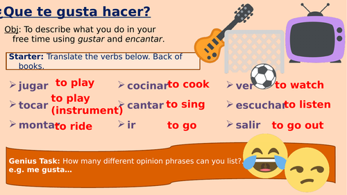 AQA GCSE Spanish: 3.1G ¿Qué te gusta hacer? | Teaching Resources