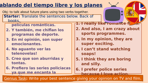 AQA GCSE Spanish: 3.1H Hablando del tiempo libre y los planes ...