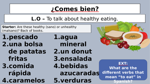 AQA GCSE Spanish: 6.2G ¿Comes bien? | Teaching Resources