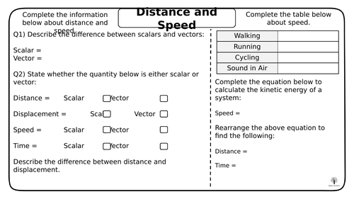 Distance and Speed - GCSE Physics Worksheets | Teaching Resources