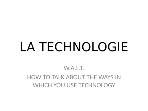 La technologie | Teaching Resources