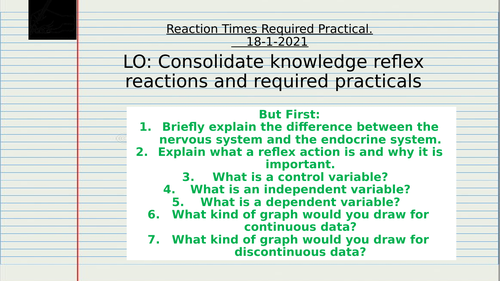 Reflexes and Reaction Time | Teaching Resources