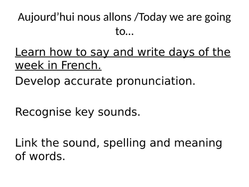 French days of the week. | Teaching Resources