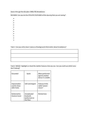 Dance through the decades lesson 3- 1980s/90s breakdance | Teaching ...