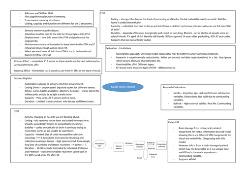 Psychology A-level Memory Revision Posters | Teaching Resources