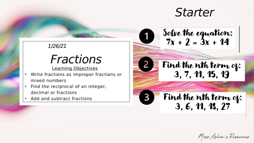 GCSE (9-1) Maths-Fractions - Full Lesson | Teaching Resources